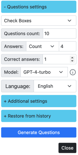 Ai Form Quiz Generator, ChartGPT 4o mini, GPT 4o